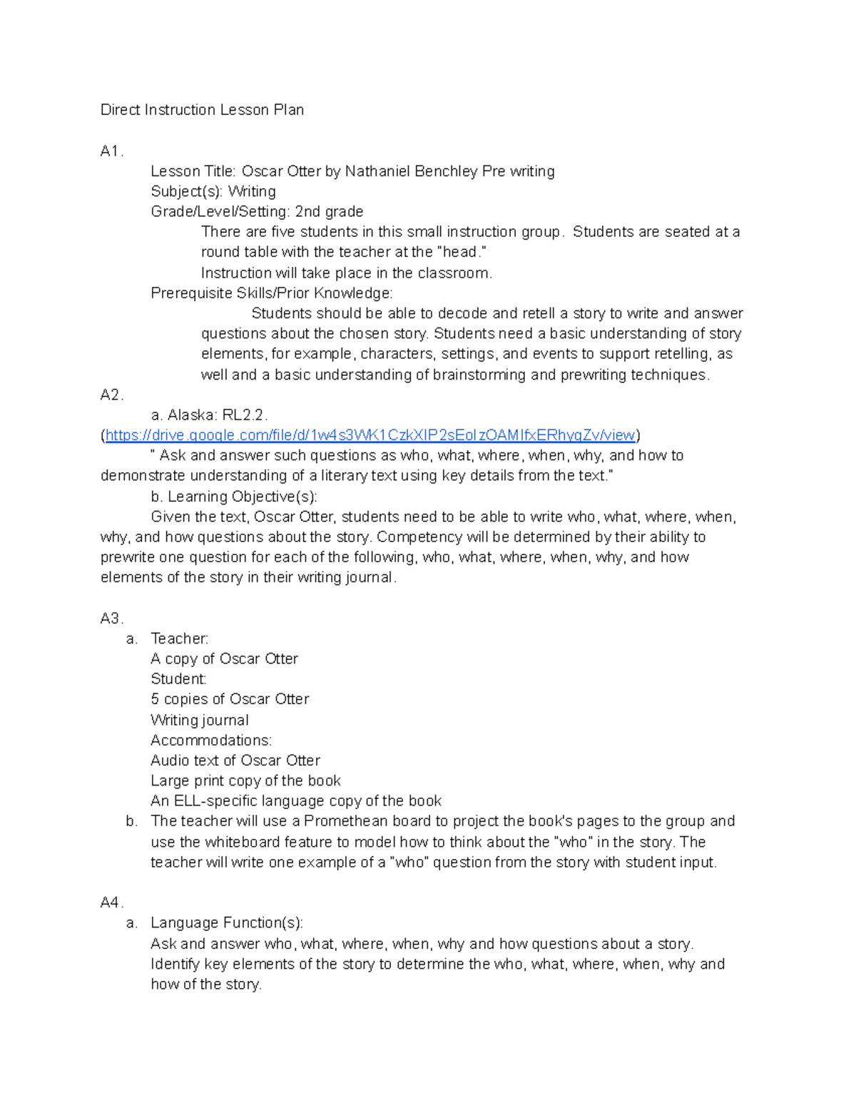 LTM3 — LTM3 TASK 1 Language ARTS Instruction Lesson PLAN - Google Docs - Direct Instruction ...