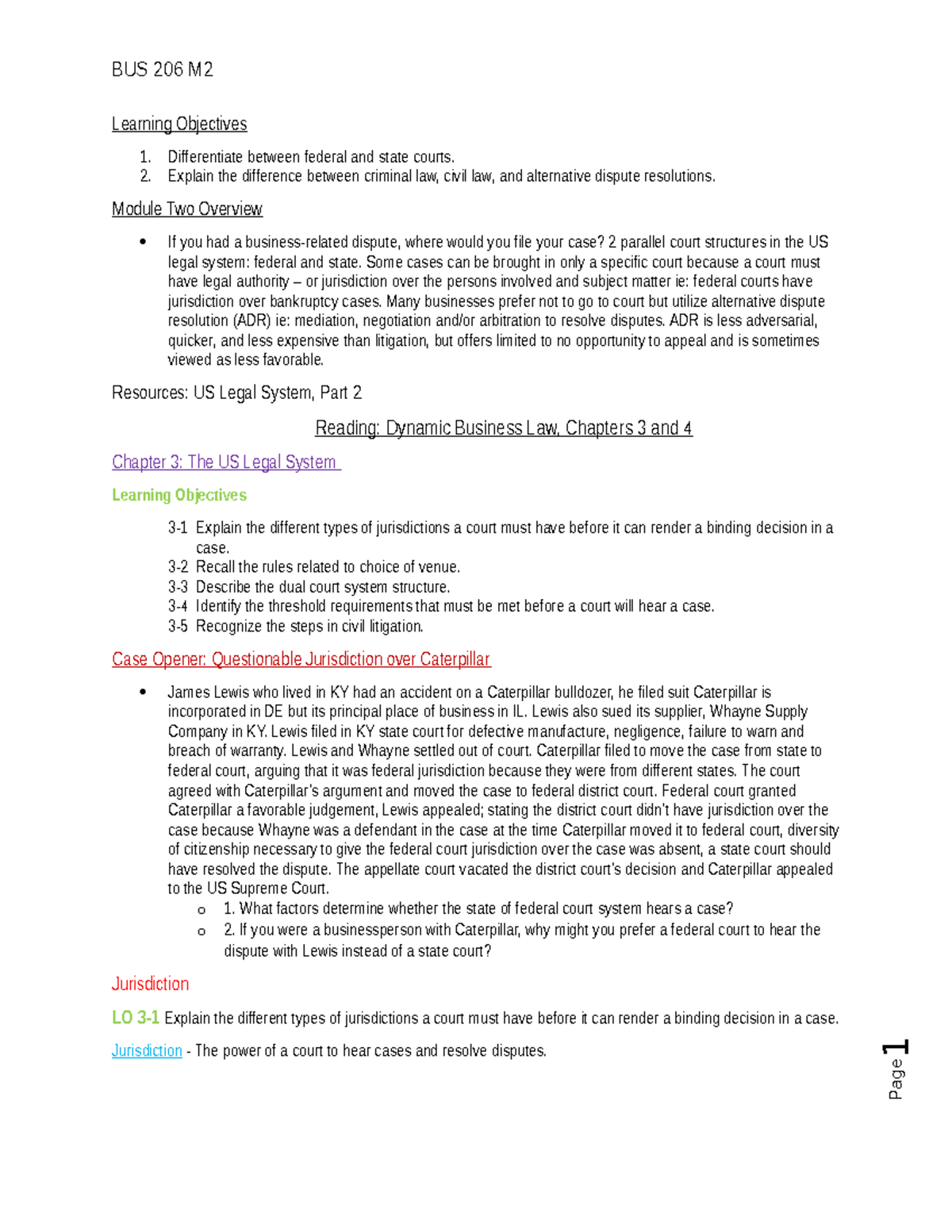 Module Two Notes Chapter 3 - 1 Learning Objectives 1. Differentiate ...