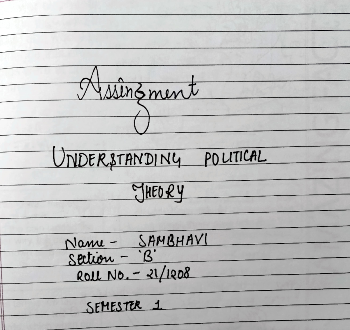 UPT assignment - MLn mmi UNDERTANDI NU POLUTICAL JHEDRY No-SAMBHAVL ...