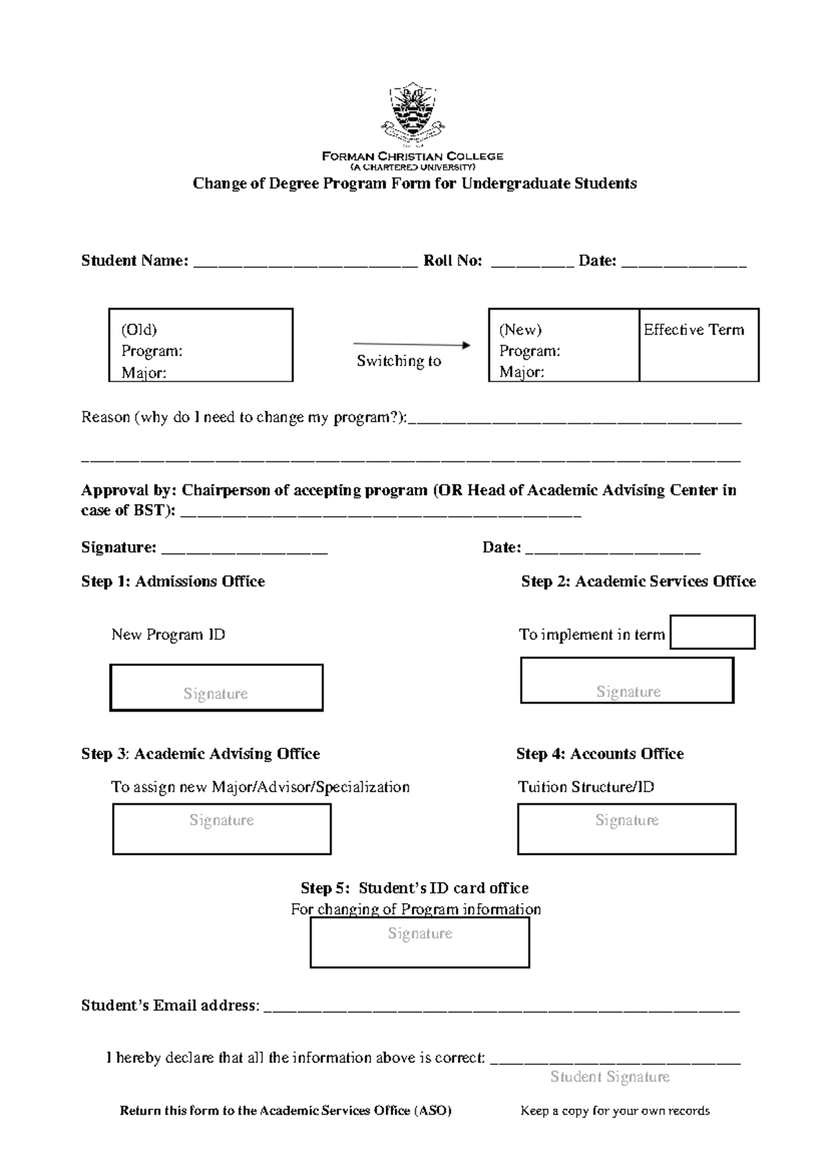 Change of Degree Program Form for Undergraduate Students 2 - Studocu