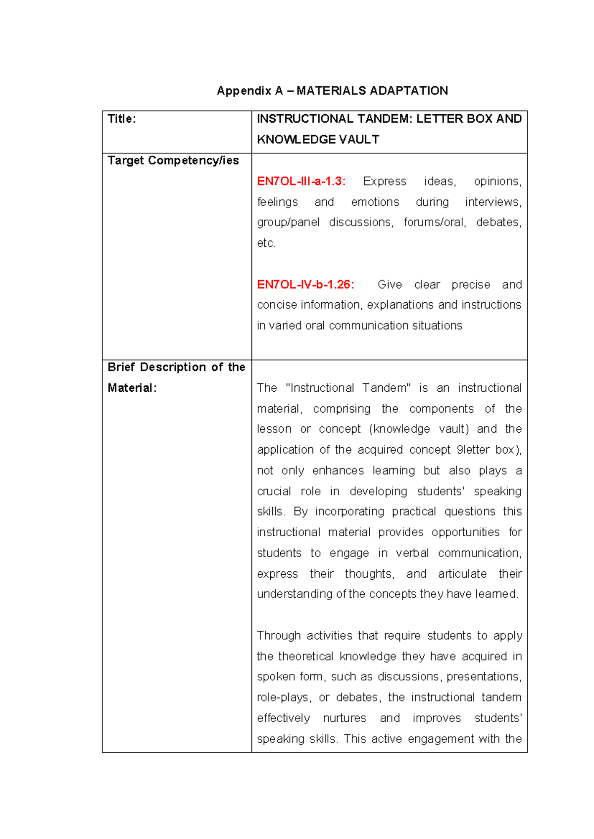11- Materials- Adaptation - Appendix A – MATERIALS ADAPTATION Title ...