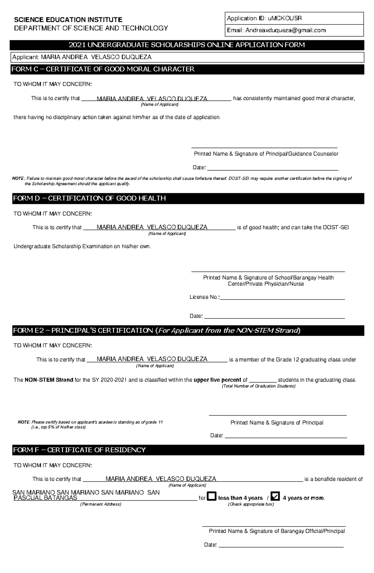 U Mckou 5R Application-form - SCIENCE EDUCATION INSTITUTE DEPARTMENT OF ...
