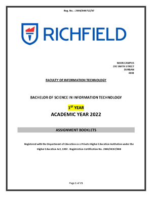 Programming 511 - information technology assignment - FACULTY OF ...