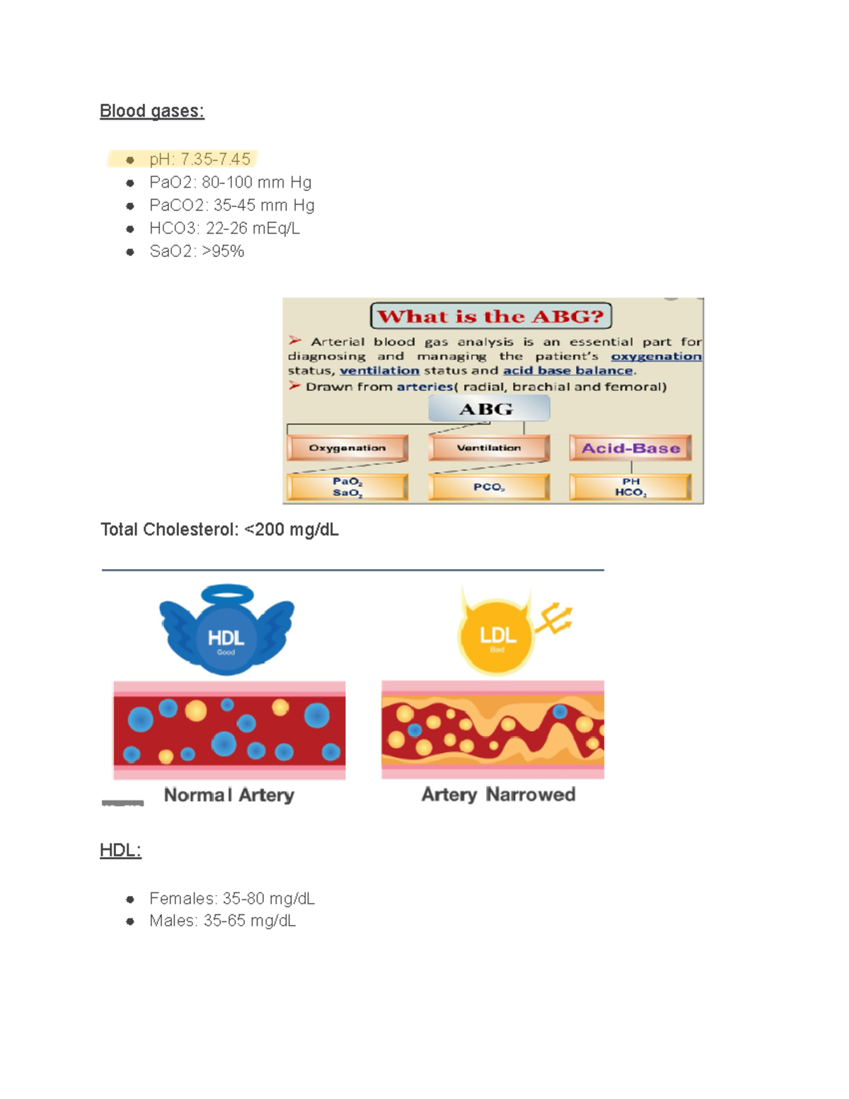 Normal Lab Values - Easy to learn and memorize - Blood gases: pH: 7-7 ...