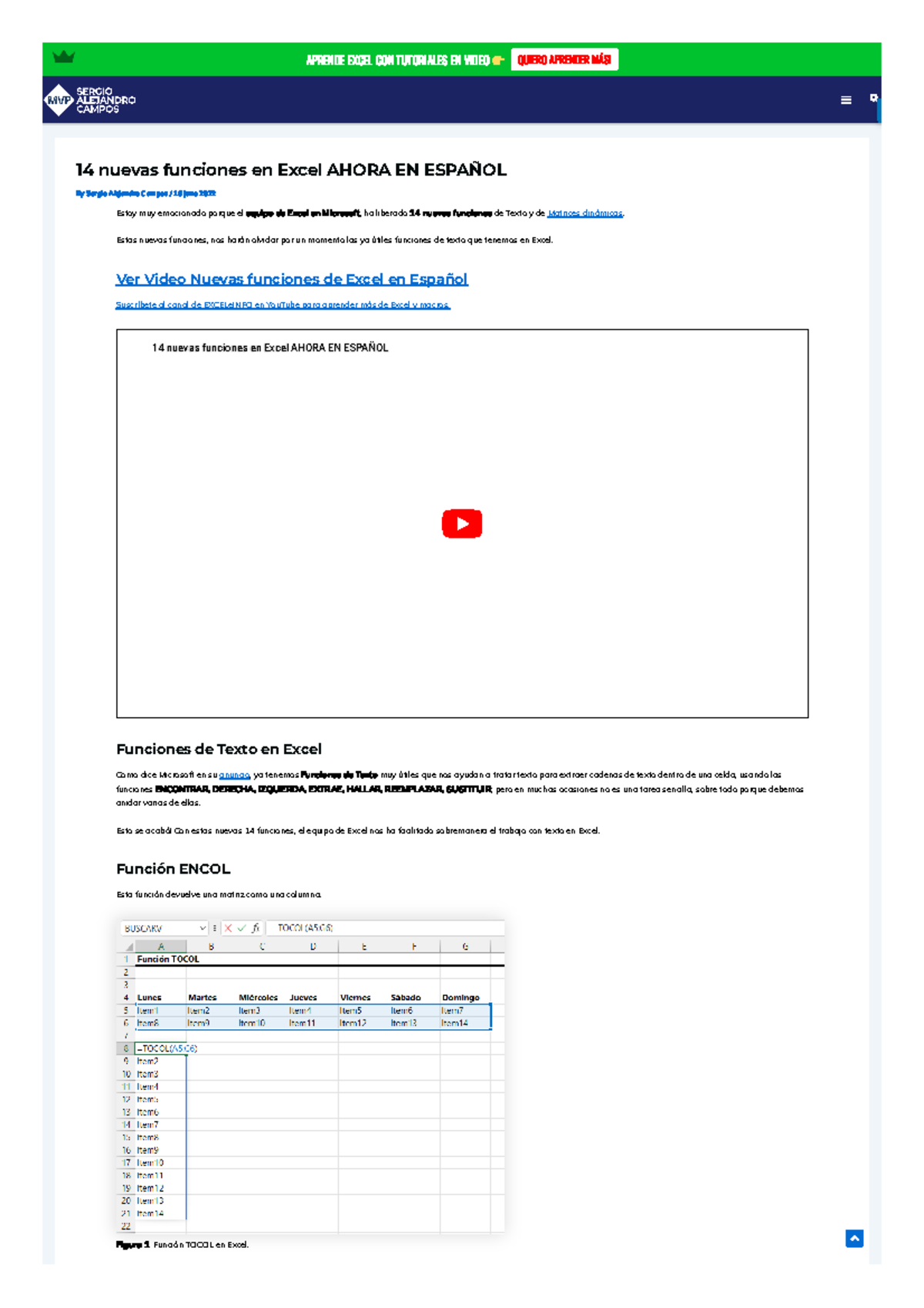 14 nuevas funciones en Excel Ahora EN Español - Sergio Alejandro Campos ...