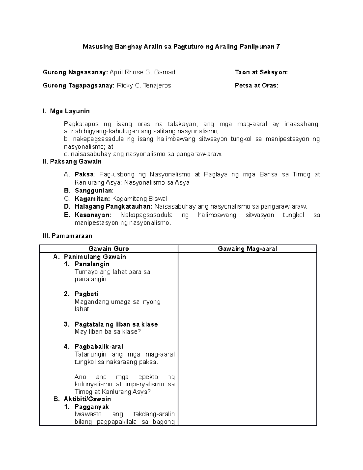 Lesson Plan Day 2 - Etimolohiya - Masusing Banghay Aralin sa Pagtuturo ...