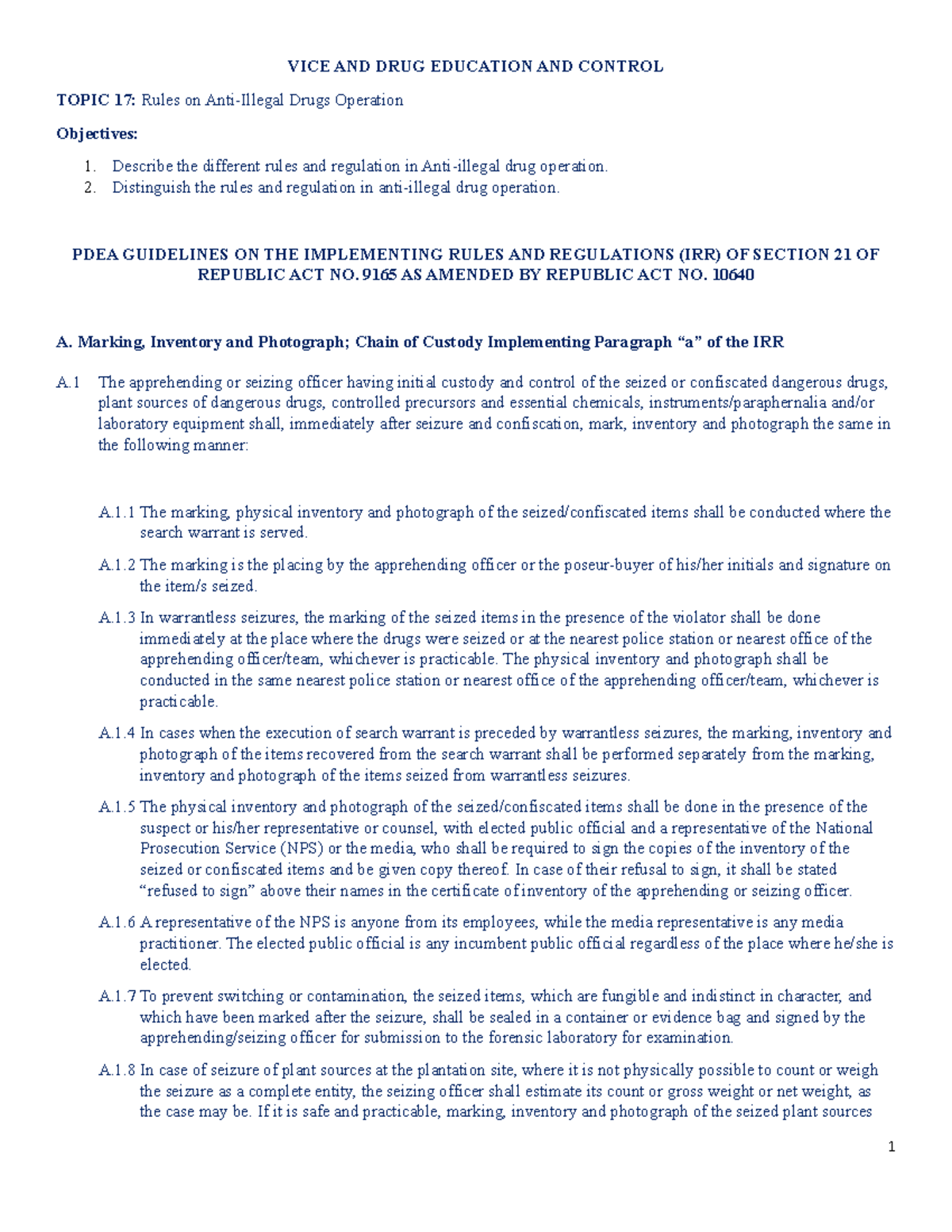 Topic-17 - Read well - VICE AND DRUG EDUCATION AND CONTROL TOPIC 17 ...