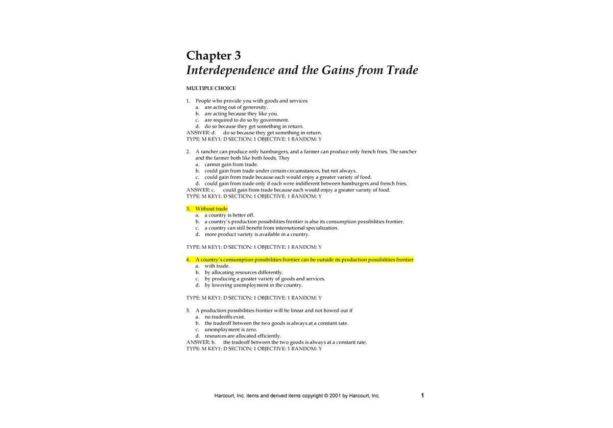 Chap 3 - Exercise - Chapter 3 Interdependence and the Gains from Trade ...