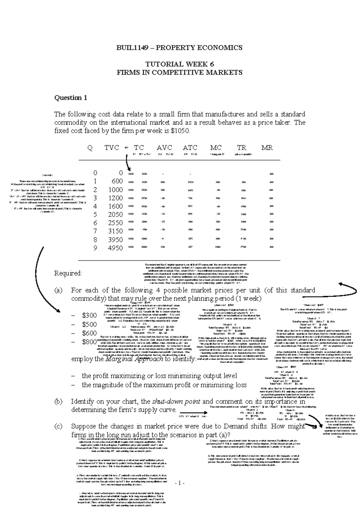 Tutorial Week 6 - 1 - BUIL1149 – PROPERTY ECONOMICS TUTORIAL WEEK 6 ...