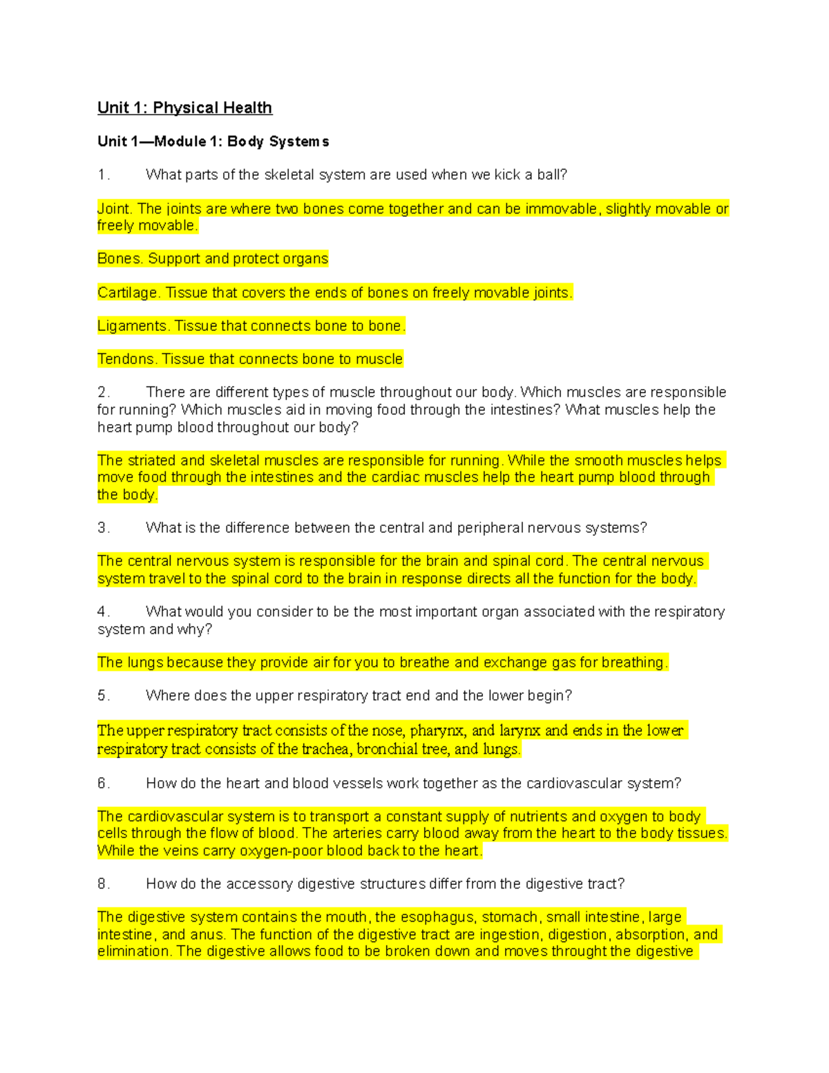 Updated C458 study guide - Unit 1: Physical Health Unit 1—Module 1 ...