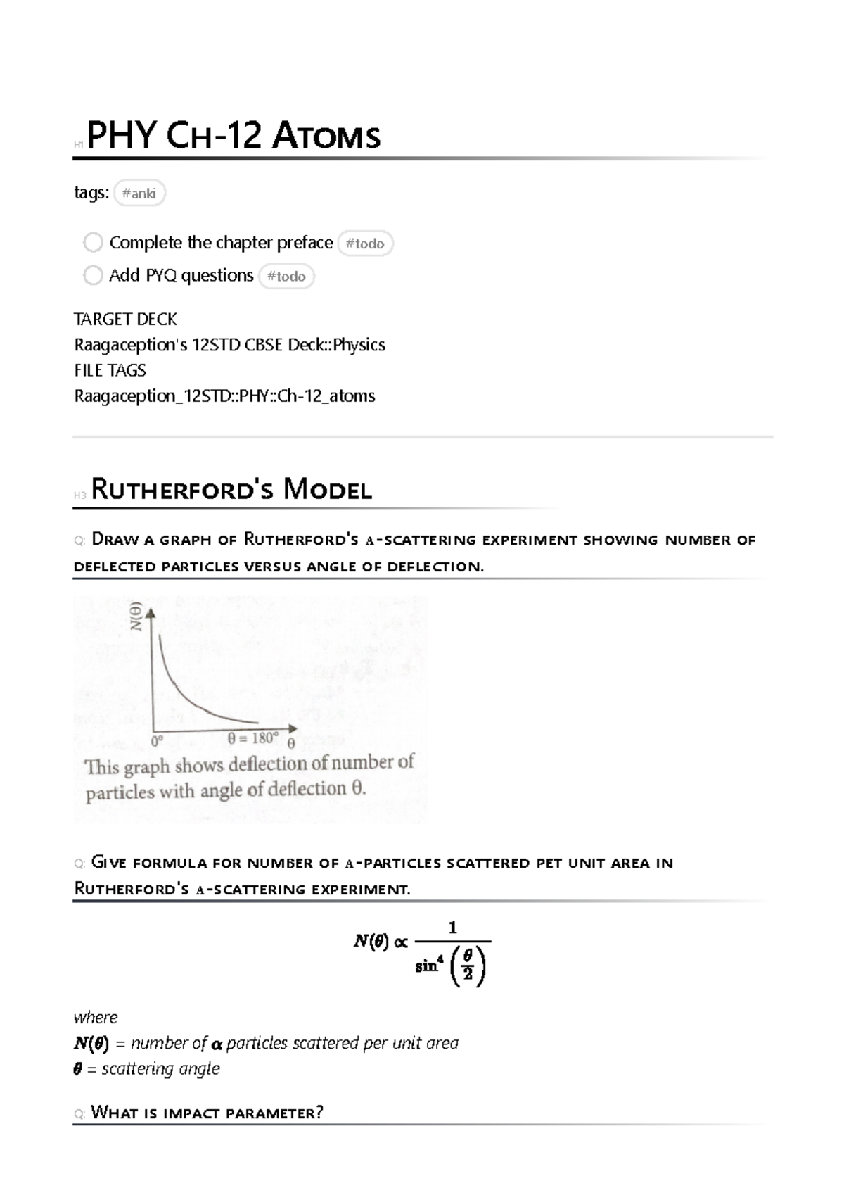 PHY Ch-12 Atoms - H1 PHY C-12 A ####### tags: #anki ####### Complete the chapter preface #todo ...