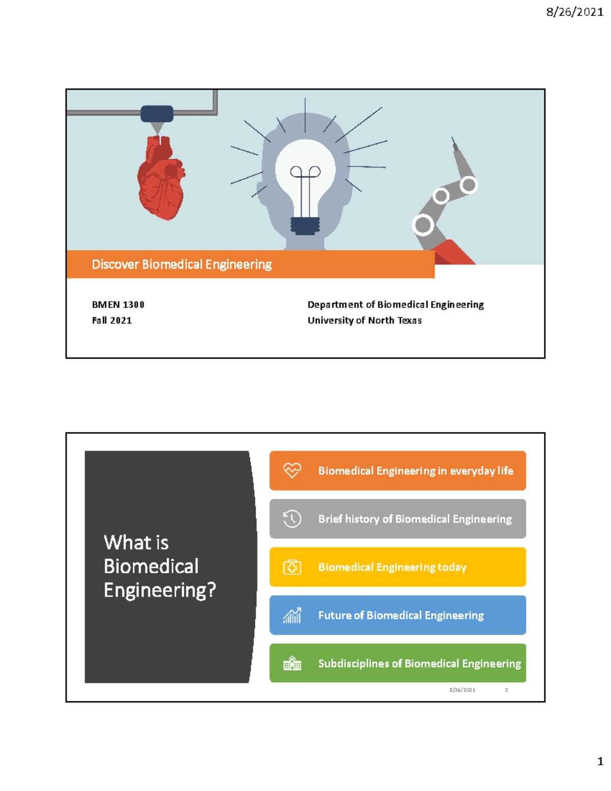 1. Introduction to BME - Lecture Notes 1 - Discover Biomedical ...