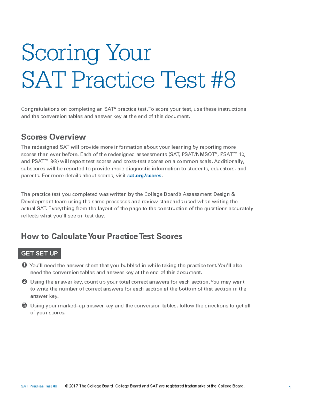 Scoring sat practice test 8 - SAT Practice Test # 81 Scoring Your SAT ...