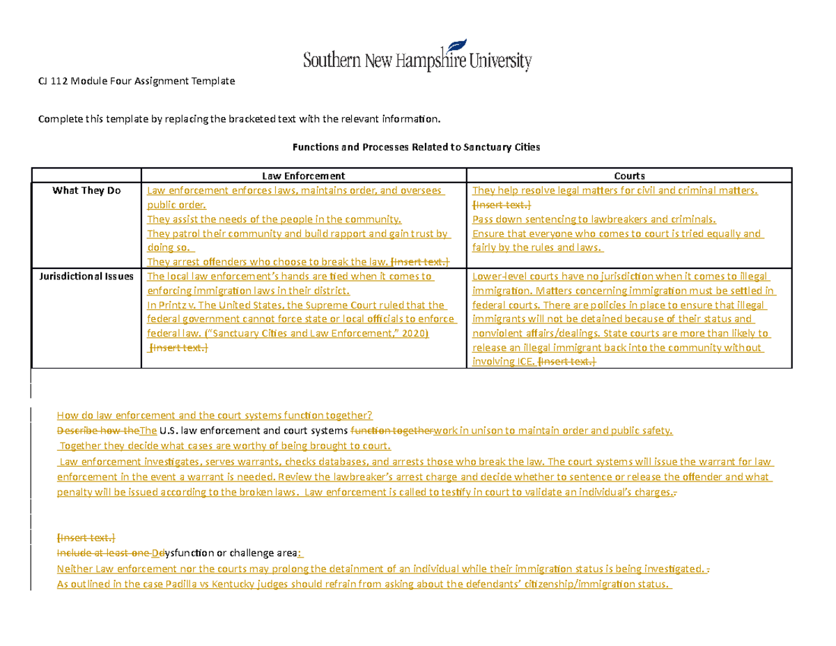 CJ 112 Module Four Assignment Template - CJ 112 Module Four Assignment ...