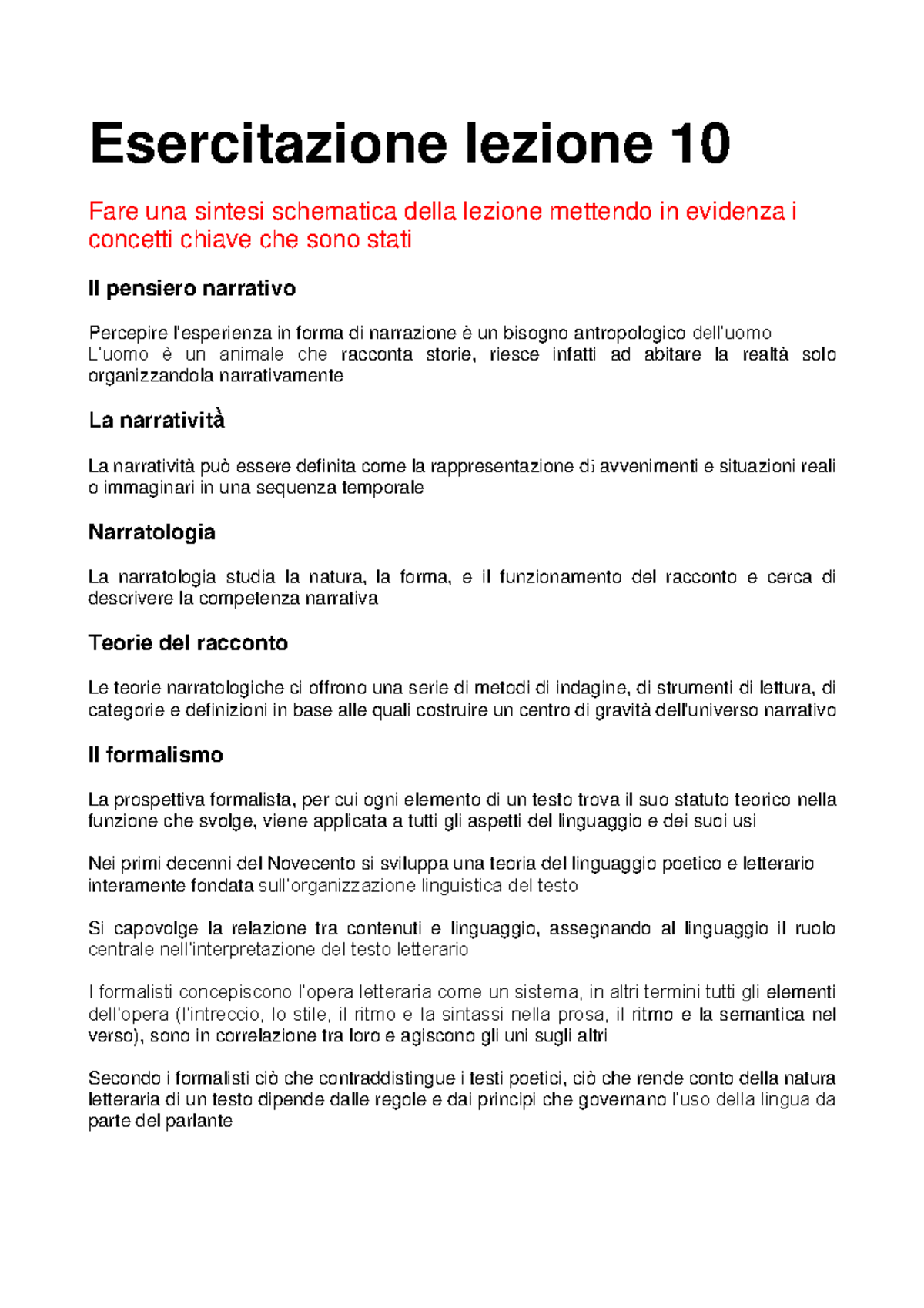 Esercitazione lezione 10 - Studocu