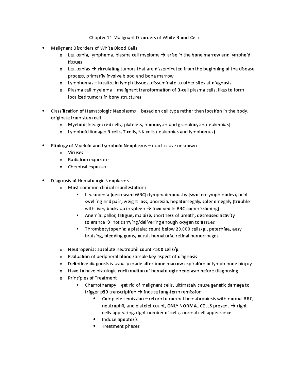 Chapter 11 Malignant Disorders of White Blood Cells - leukemia ...