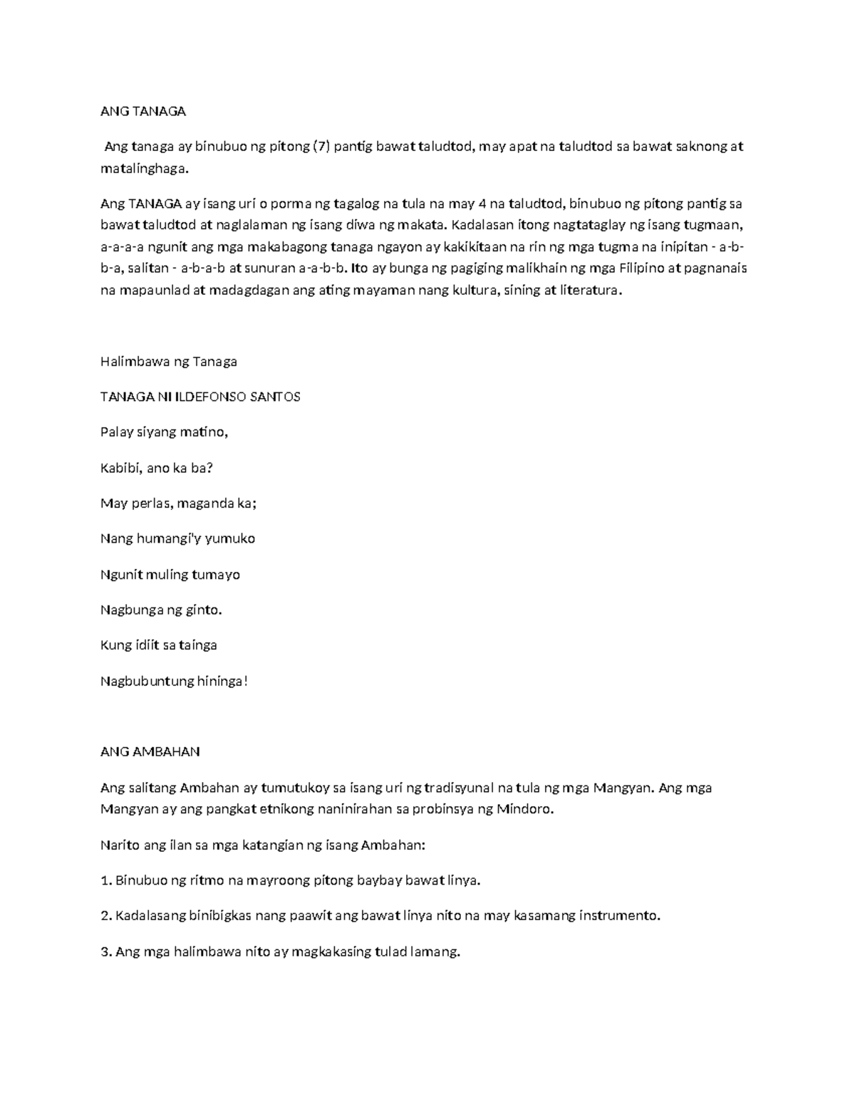 ANG Tanaga-WPS Office - ANG TANAGA Ang tanaga ay binubuo ng pitong (7 ...