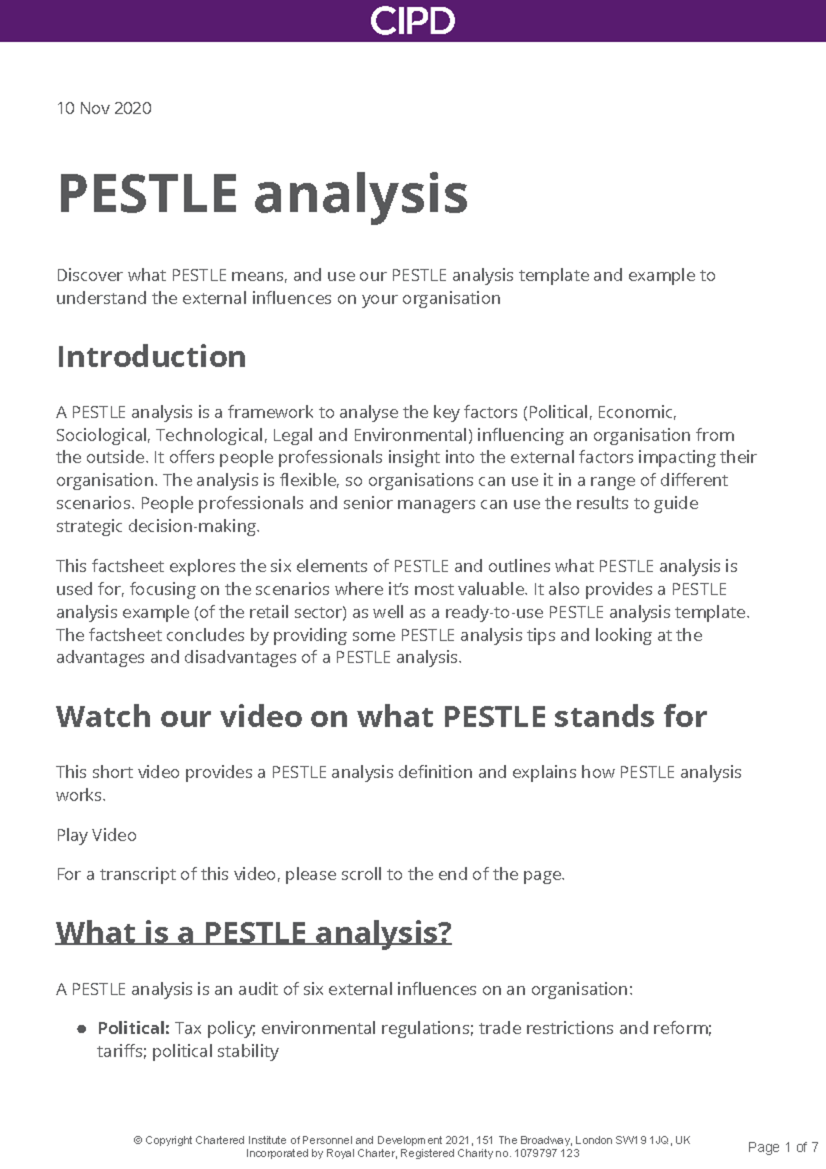 Pestle Analysis Factsheet - 10 Nov 2020 PESTLE analysis Discover what ...