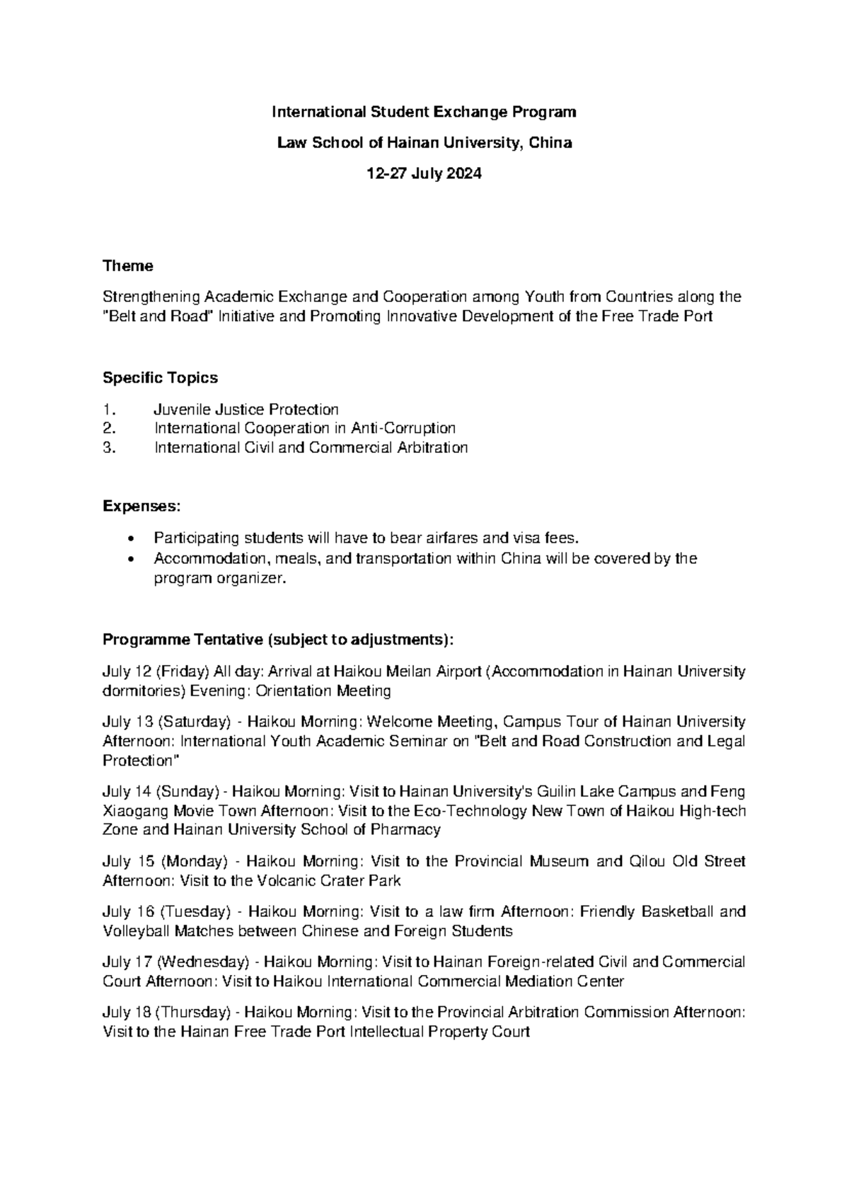 International Student Exchange Program- Hainan University ...