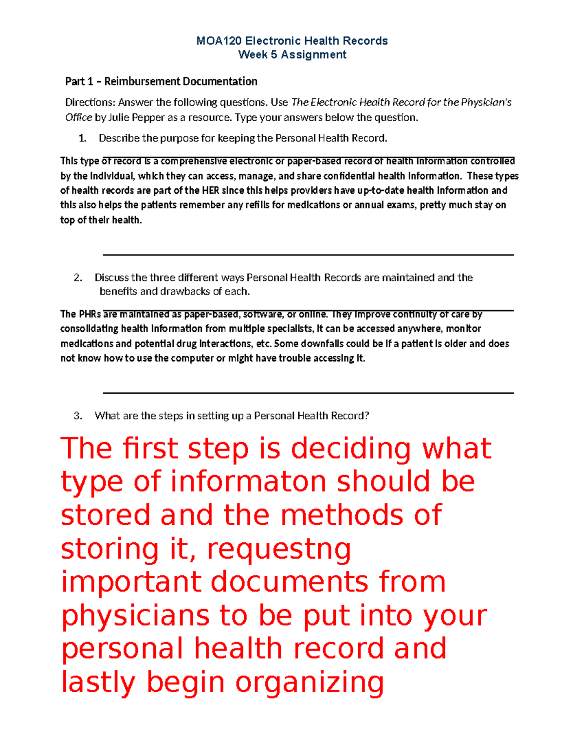 Wk5Assignment - worksheet - Week 5 Assignment Part 1 – Reimbursement Documentation Directions ...