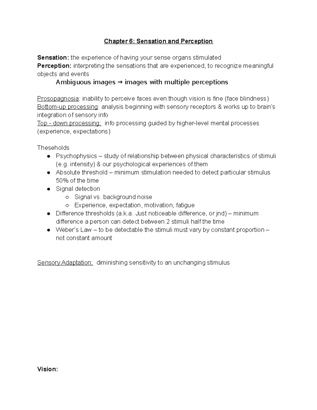 Chapter 6: Sensation and Perception - Chapter 6: Sensation and ...