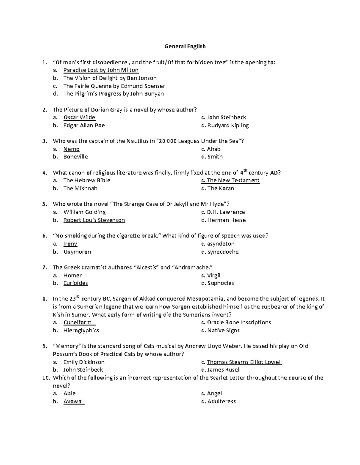 General English Reviewer - General English “Of man’s first disobedience ...