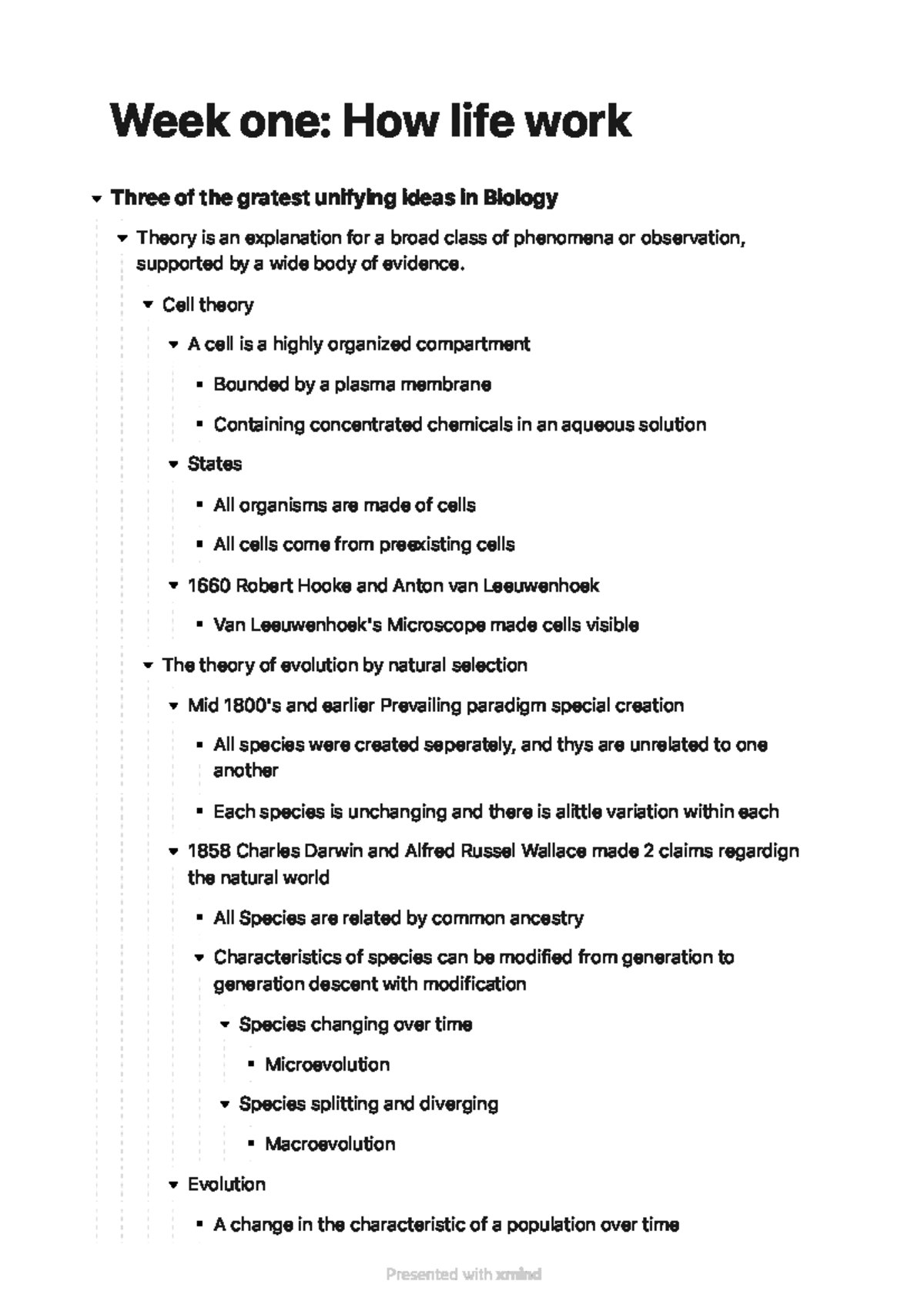 Week one How life work - Summary Biodiversity, Evolution & Humanity ...