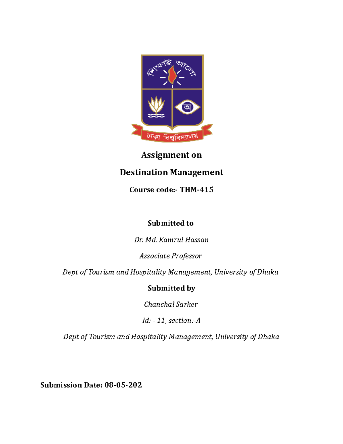 Destination management assignment - Assignment on Destination ...