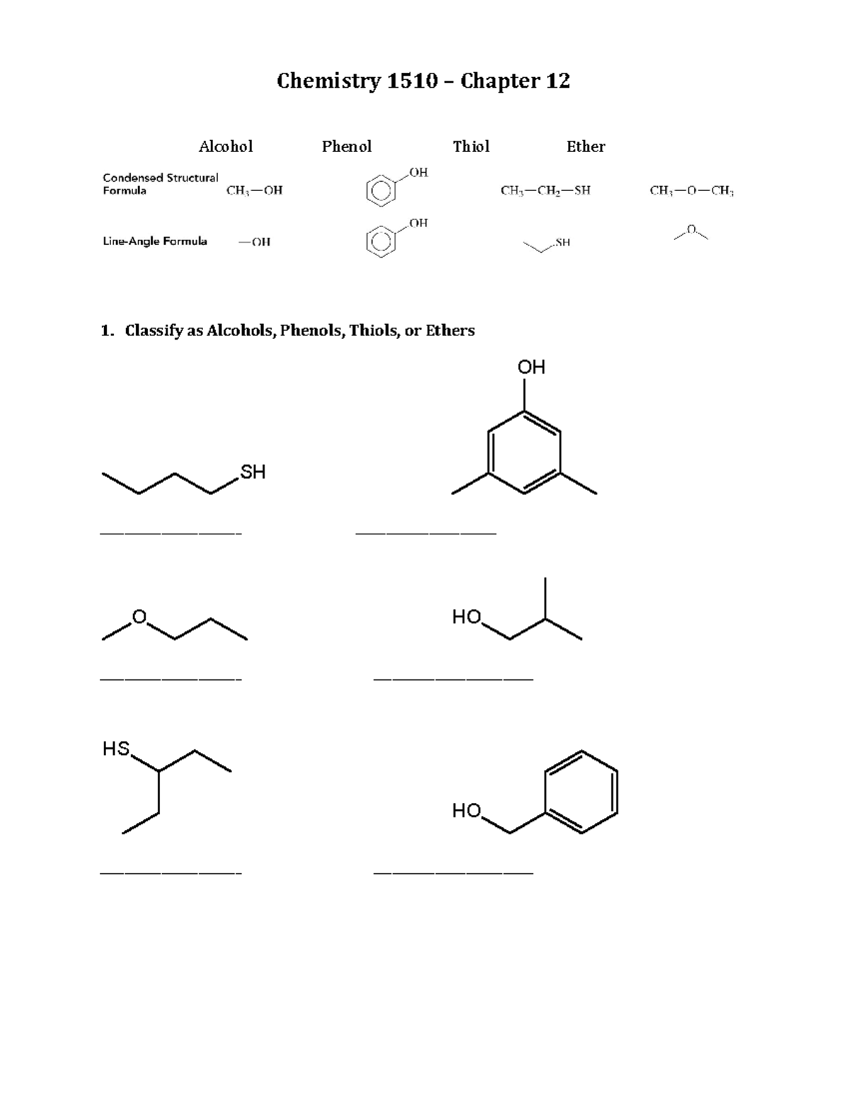 CHEM 1510 Extra Practice for Ch12 S23 - Chemistry 1510 – Chapter 12 ...