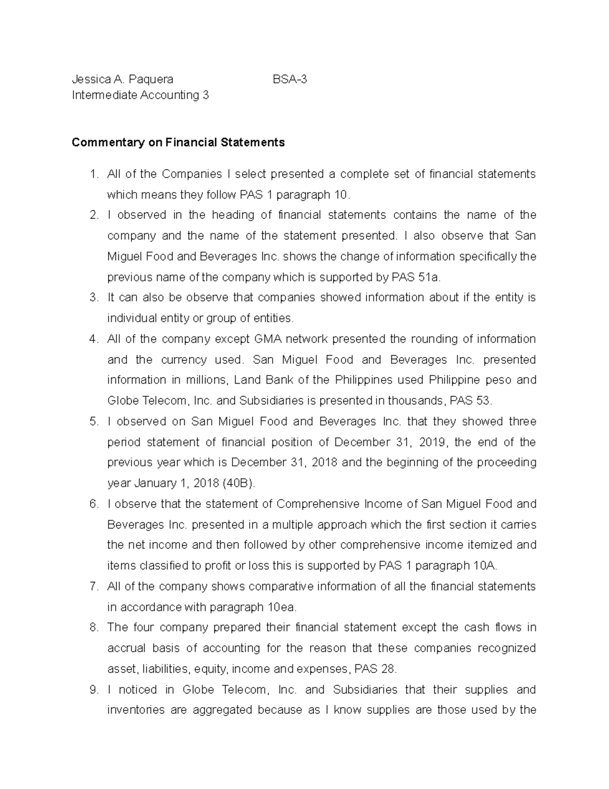 IA3 Commentaries - Grade: B+ - Jessica A. Paquera BSA- Intermediate ...