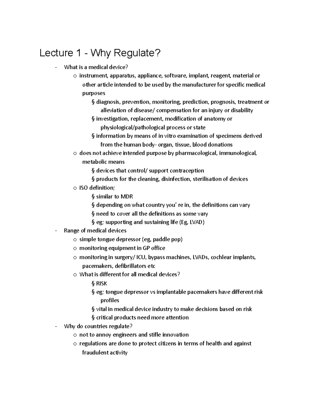 Regulatory Affairs Notes Lecture 1 Why Regulate What Is A Medical regulatory-affairs-notes-lecture-1-why-regulate-what-is-a-medical