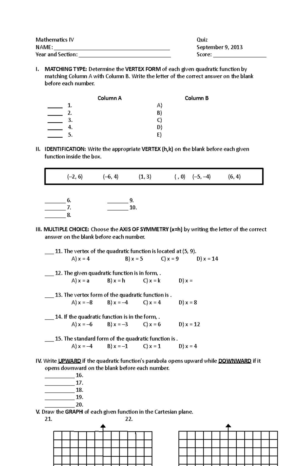 2nd Grading - Mathematics IV Quiz No. 1 (Joralie) - Mathematics IV Quiz ...