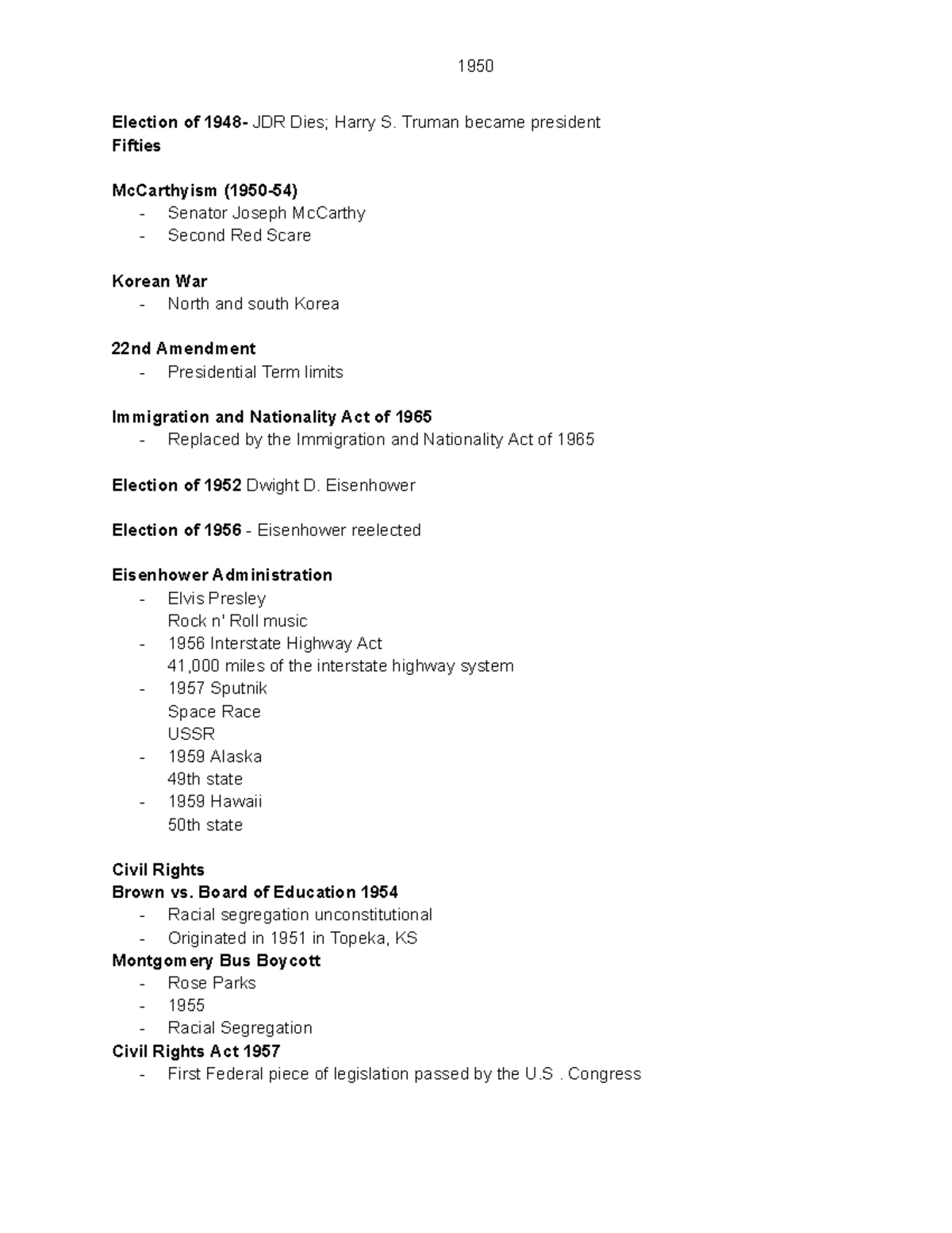 Fifties Sixties Seventies - 1950 Election of 1948- JDR Dies; Harry S ...