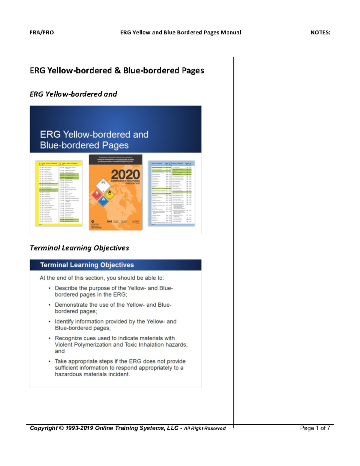 8 ERG Yellow-bordered and Blue-bordered Pages - Higiene y Seguridad ...