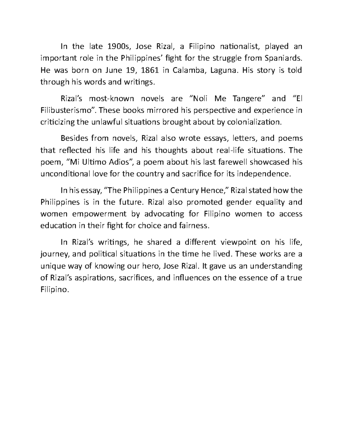 Jose Rizal autobiography - In the late 1900s, Jose Rizal, a Filipino ...