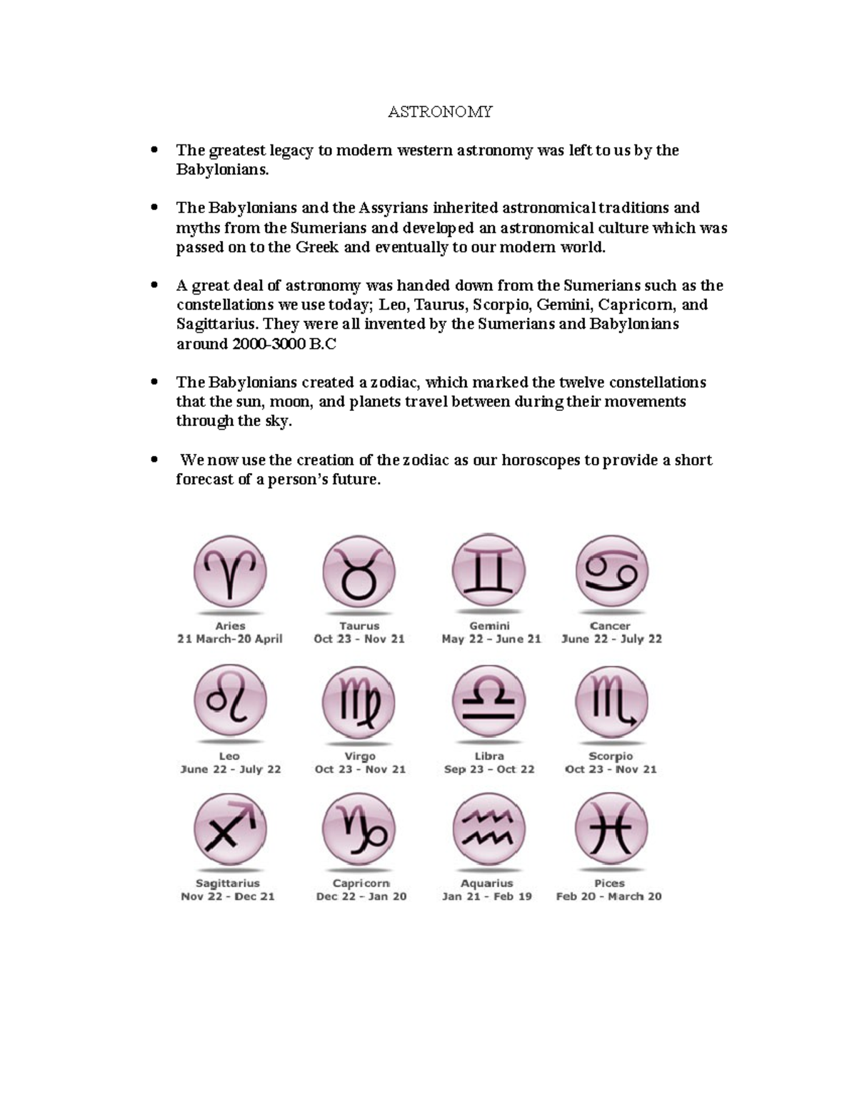 Astronomy - Study Guide - ASTRONOMY The greatest legacy to modern ...