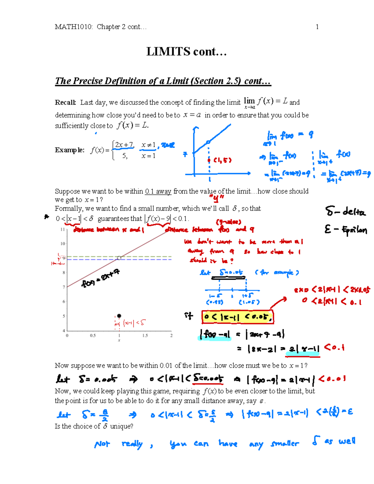 Post lecture 5 Isaac - LIMITS cont& The Precise Definition of a Limit (Section 2) cont& - Studocu