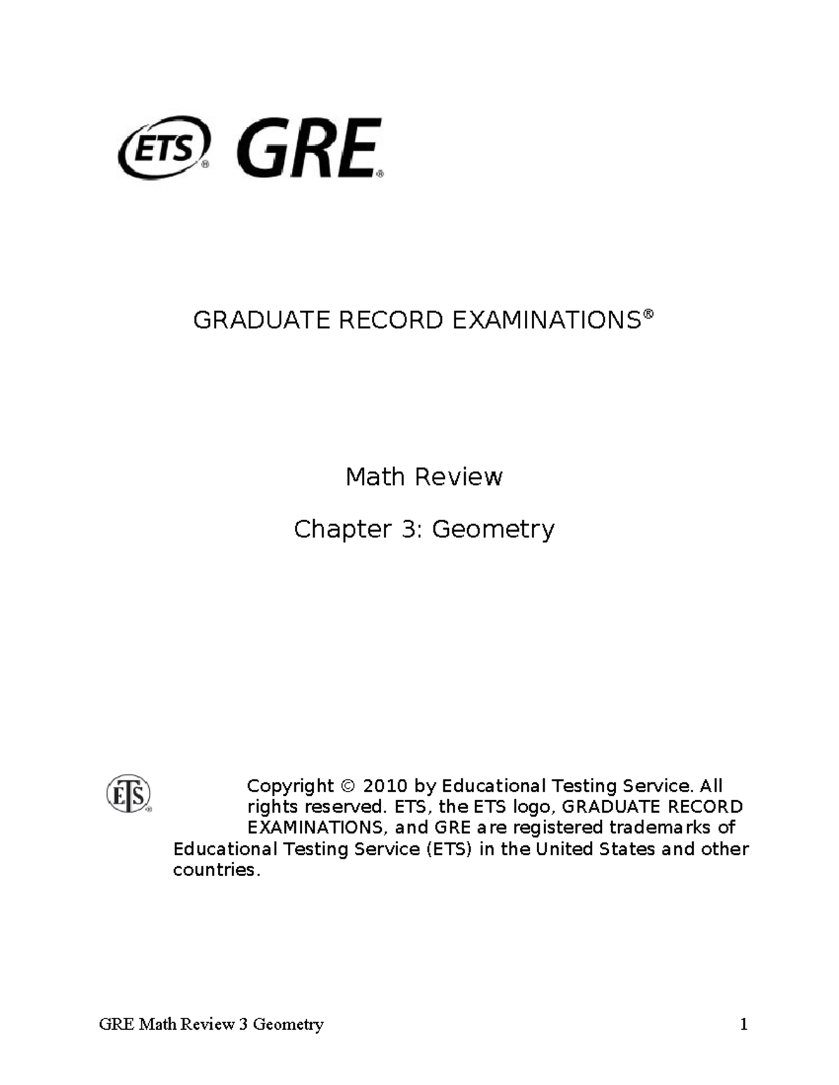 GRE Math Review 3 Geometry - GRADUATE RECORD EXAMINATIONS ® Math Review ...