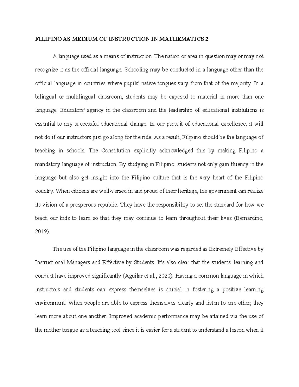 Filipino AS Medium OF Instruction IN Mathematics 2 - FILIPINO AS MEDIUM ...