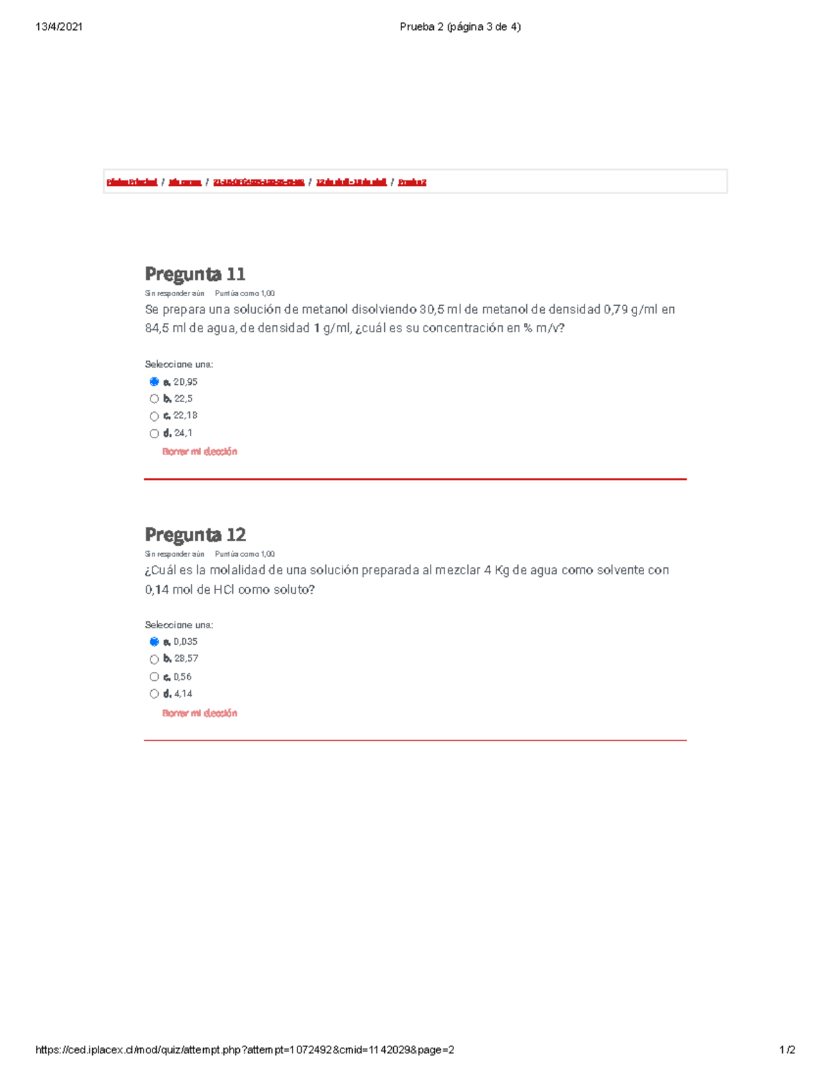 Prueba 2 Fisica Y Quimica General 11-15 - 13/4/2021 Prueba 2 (página 3 de 4) - Studocu