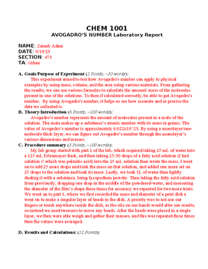 Enthalpy lab report Template - CHEM 1002 ENTHALPY Laboratory Report ...
