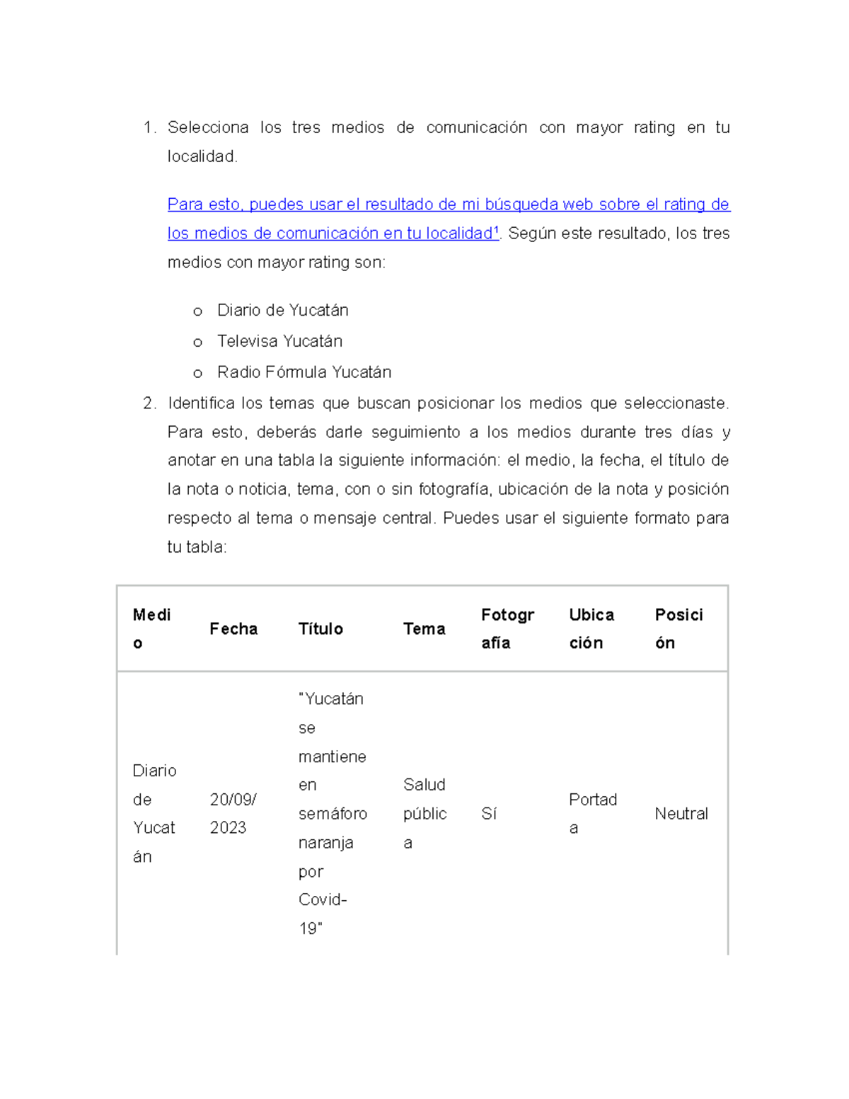 Selecciona los tres medios de comunicación con mayor rating en tu ...