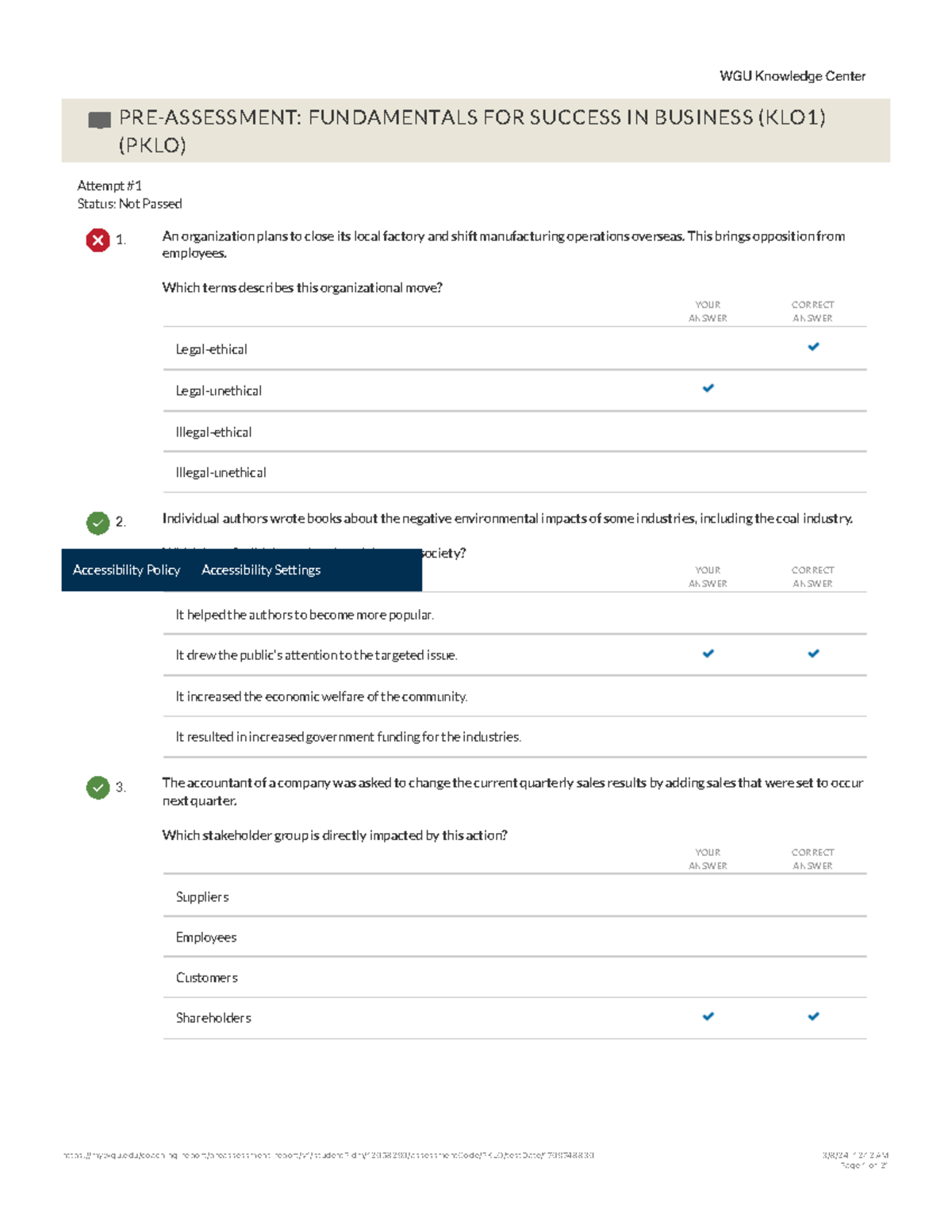 Pre Assessment Exam - PRE-ASSESSMENT: FUNDAMENTALS FOR SUCCESS IN ...