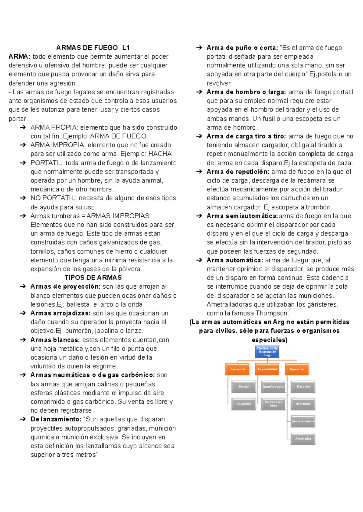 Balistica M1 Y M2 - Resumen - ARMAS DE FUEGO L ARMA: todo elemento que ...