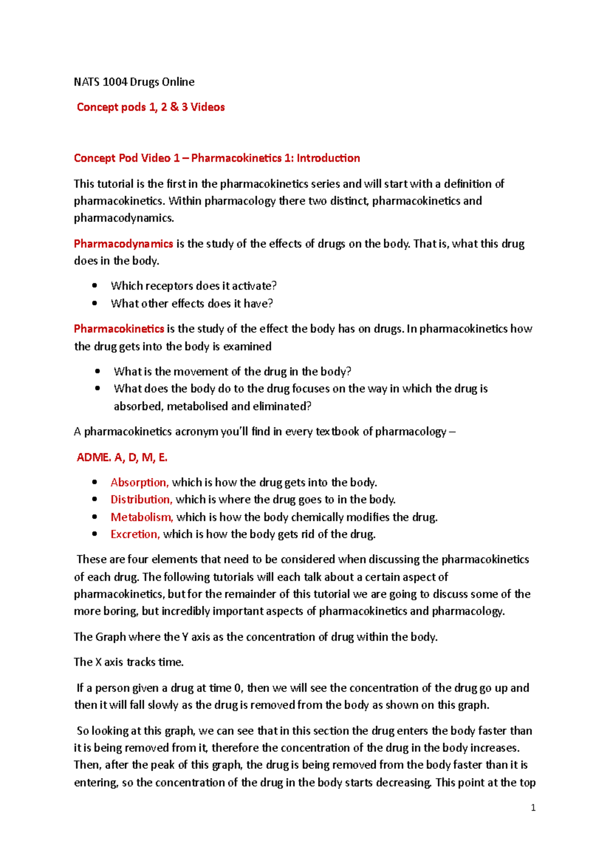 NATS 1004 Transcription Concept Pods 1 to 3 - NATS 1004 Drugs Online ...