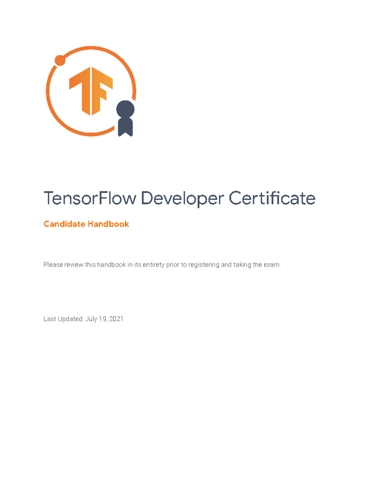 Google TensorFlow Certificate Candidate Handbook - TensorFlow Developer ...