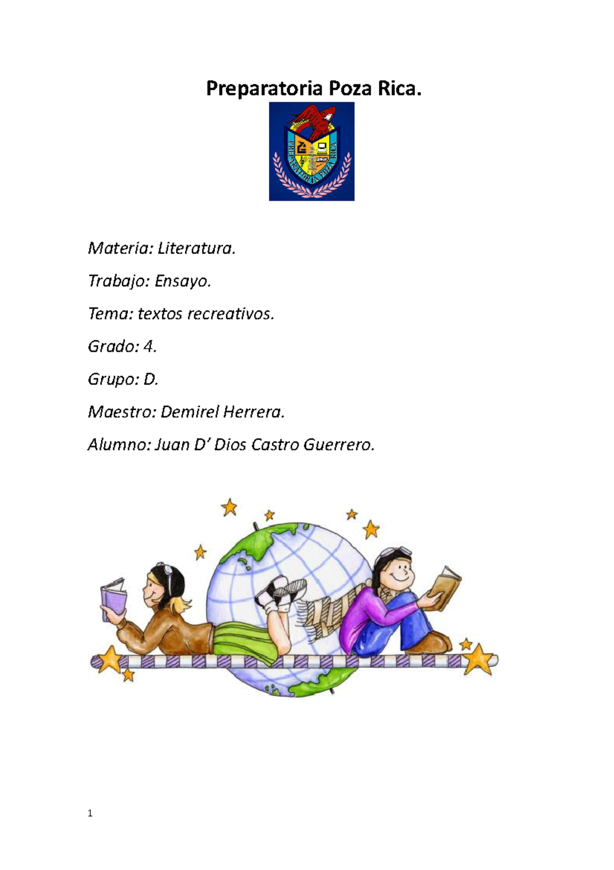 Literatura examen - Preparatoria Poza Rica. Materia: Literatura ...