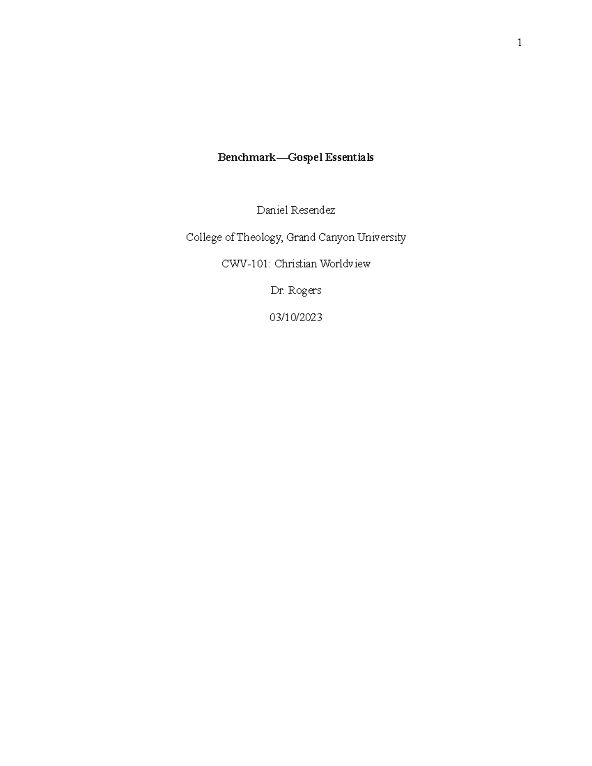Benchmark Gospel Essentials - Benchmark—Gospel Essentials Daniel ...