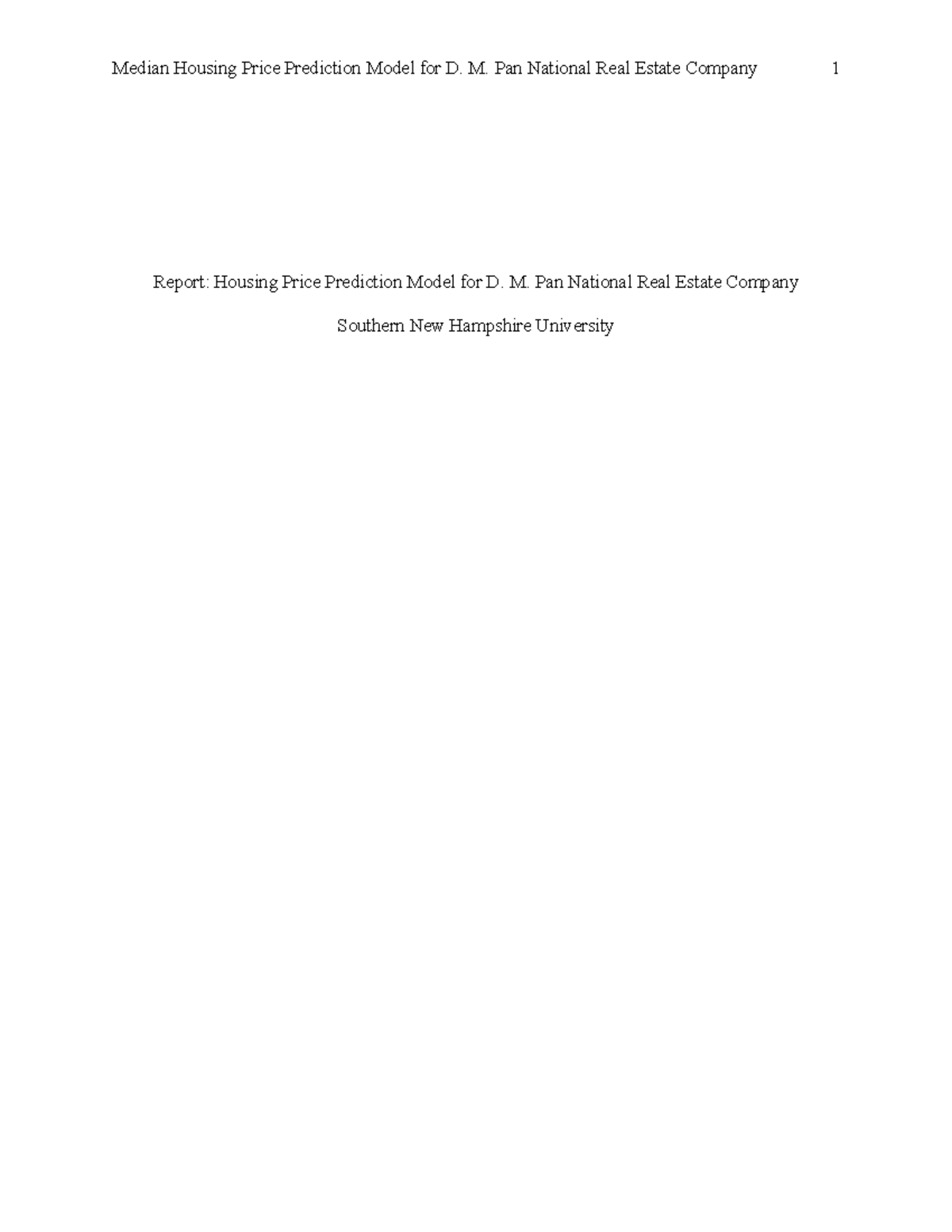 MAT-240 4-3 MAT 240 Project One Template - Median Housing Price ...