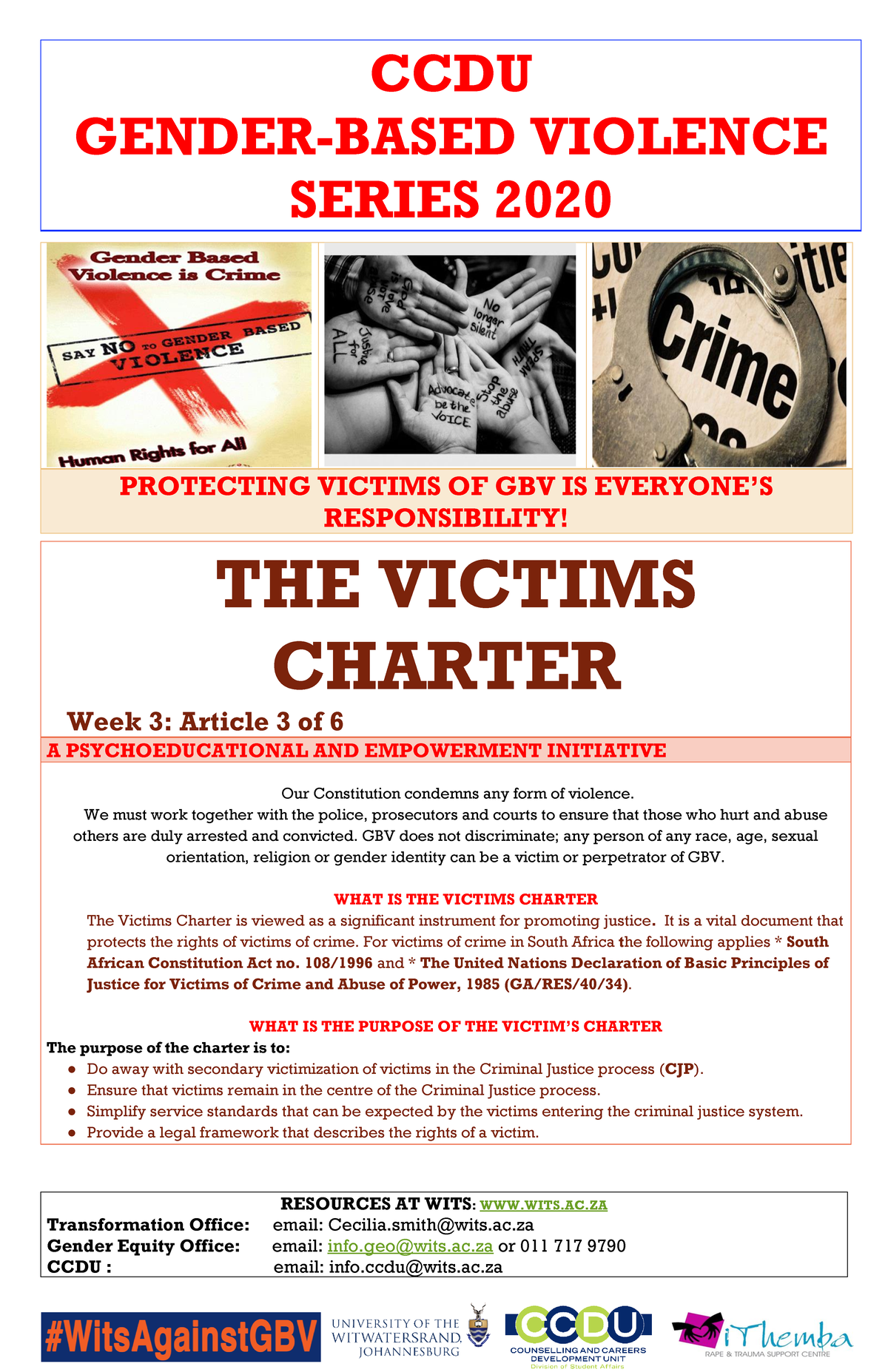 CCDU The Victims Charter - CCDU GENDER-BASED VIOLENCE SERIES 2020 ...